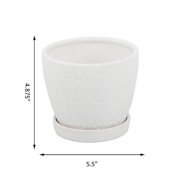 Cathedral Ceramic planter with saucer - Bed Bath & Beyond - 32965634