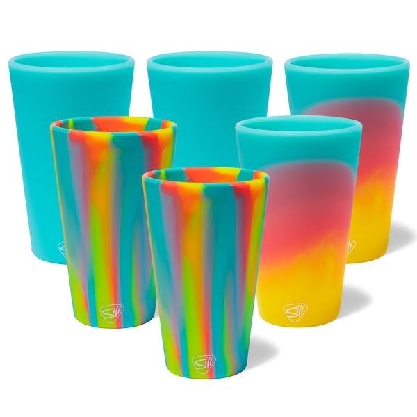 Silipint Silicone Pint Glasses: 6 Pack - 2 Sugar Rush, 2 Aurora, 2 Aqua ...