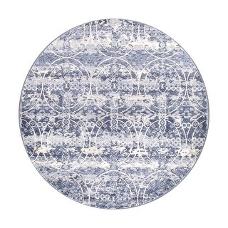 Canvello Modern Design Power Loom Area Rug- 6' X 6' - Blue - 6' 0" X 6 ...