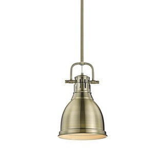 Golden Lighting Duncan Single Light 9" Wide Mini Pendant - Aged Brass ...