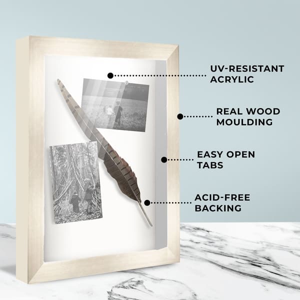 29x25 Shadow Box Frame Silver Real Wood Contemporary Shadowbox Display ...