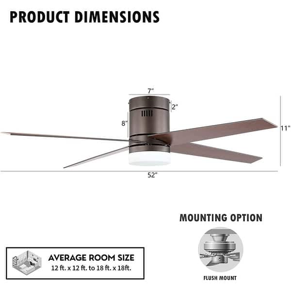 52" Flush Mount Hugger Ceiling Fan with Light and Remote Control Old ...