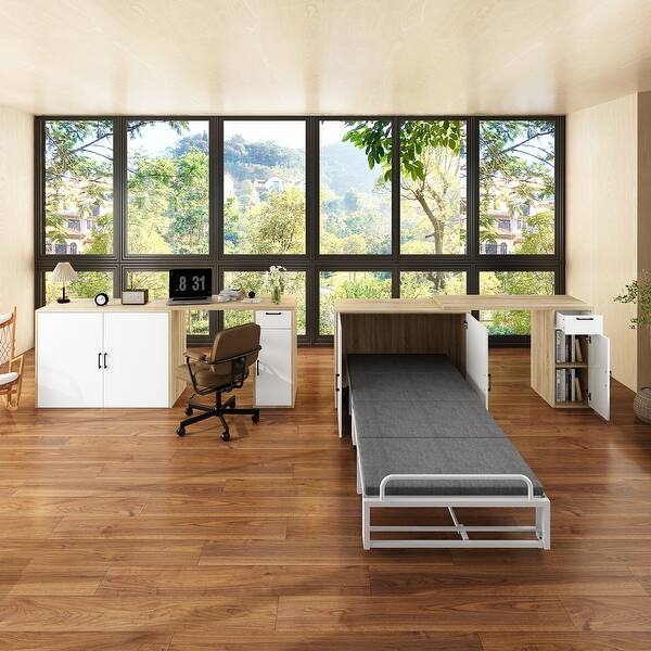 Home Desk Bed Combo: Stylish Space-Saving Sleep Solution with Mattress ...