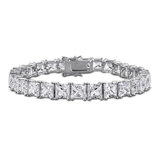 Miadora 34 3/4ct TGW Square-Cut Created White Sapphire Tennis Bracelet ...
