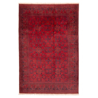 ECARPETGALLERY Hand-knotted Finest Khal Mohammadi Red Wool Rug - 4'4 x ...