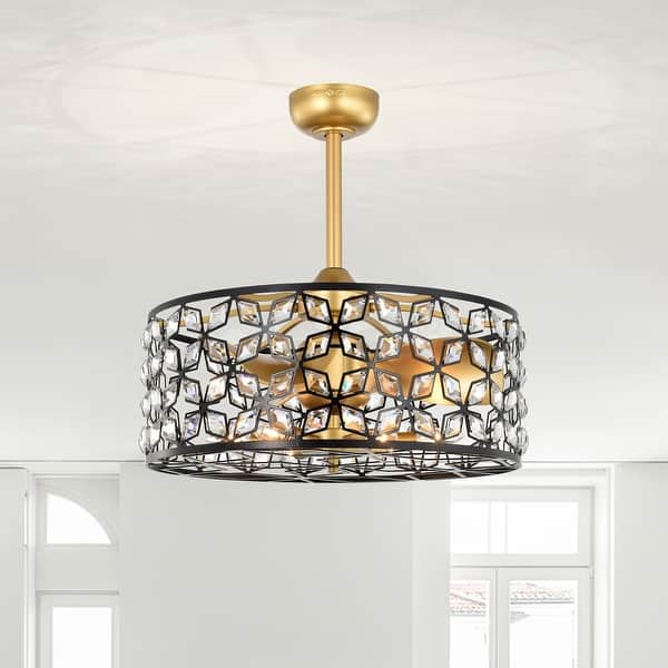 Kaison 25-inch Matte Gold and Black 6 Lights 3 Blades Lighted Ceiling ...