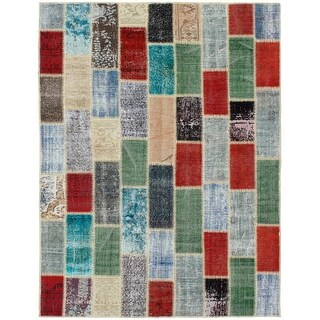 ECARPETGALLERY Hand-knotted Color Transition Patchwork Multi Wool Rug ...