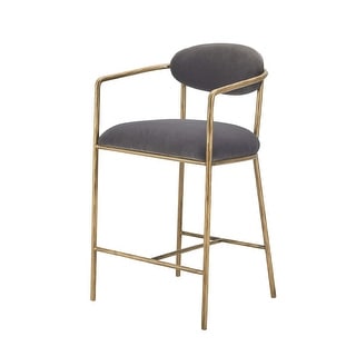 Modrest Baird Modern Grey Velvet & Brass Counter Chair - Bed Bath ...