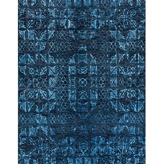Ahgly Company Machine Washable Abstract Bright Navy Blue Area Rugs ...
