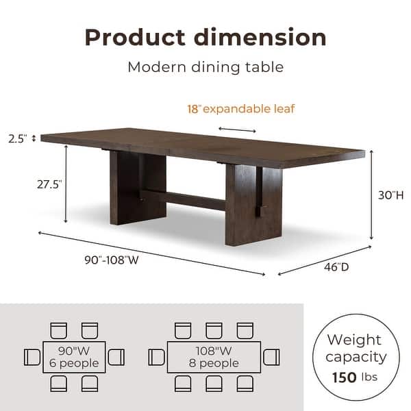 Furniture of America Liora Modern Dark Walnut 108-inch Solid Wood ...