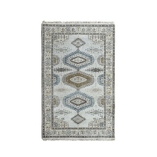 Shahbanu Rugs Coin Gray Densely Woven Pure Wool Hand Knotted Persian ...