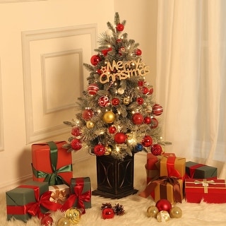 3ft Small Christmas Tree Pre-Lit Artificial Christmas Tree with 78 Led Lights - Bed Bath ...