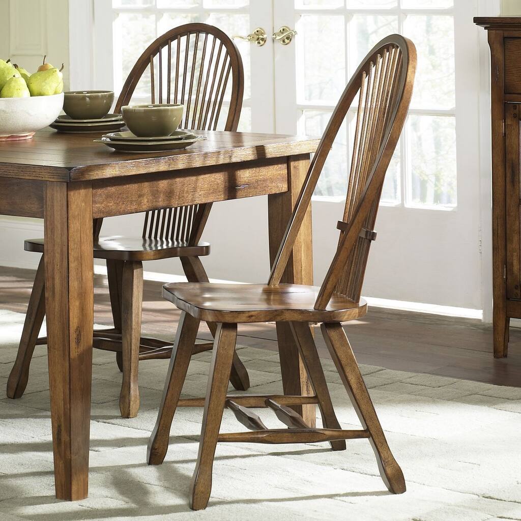 Treasures Rustic Oak Bow Back Dining Chair (Set of 2) - Overstock ...