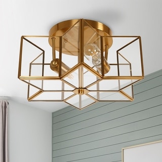 2-Light Pentagram Glass Ceiling Light Fixtures,Semi Flush Mount Ceiling ...