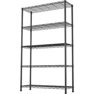 5 Tier Adjustable Shelf,Heavy Duty Storage Shelving Unit,Black - Bed ...