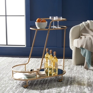 SAFAVIEH Home Collection Midas 2 Tier Oval Bar Cart - 30" W x 16" D x ...