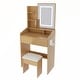 Compact Wooden Vanity Table with LED-Illuminated Mirror, Power Outlet ...