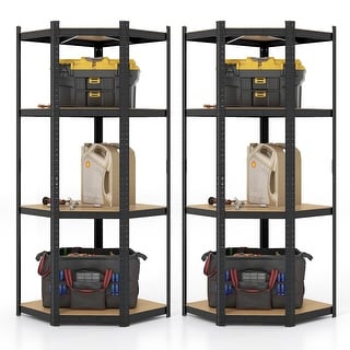 Gymax 2PCS 4-Tier Adjustable Garage Storage Utility Rack Corner - Bed ...