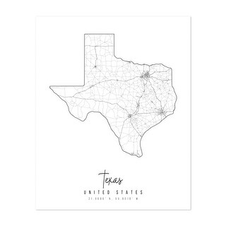 Texas Texas Minimal Street Map Maps Art Print/Poster - Bed Bath ...