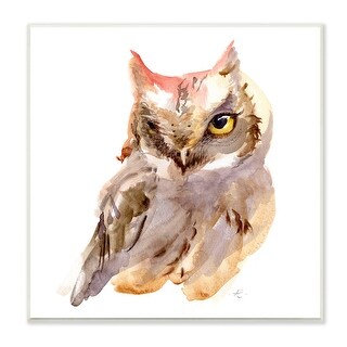 Stupell Brown Horned Owl Eye Wink Minimal Bird Wood Wall Art - Bed Bath ...