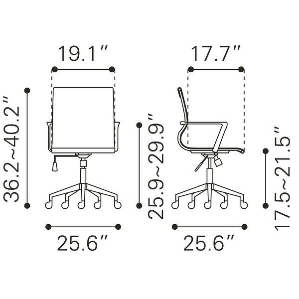 Stacy Office Chair - 25.6" W x 25.6" D x 36.2~40.2" H - Bed Bath ...