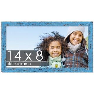 14x8 Shabby Chic / Farmhouse Blue Wood Picture Frame - UV Acrylic, Foam ...