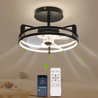17 in.Integrated LED modern black ceiling fan Light with remote - Bed ...