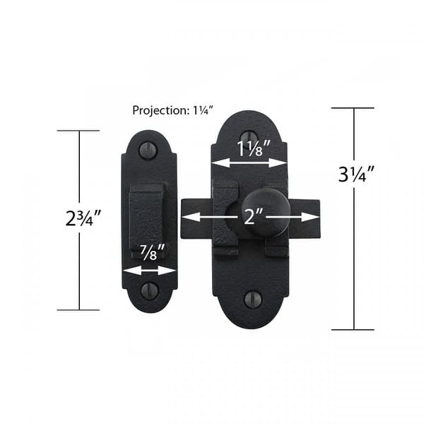 Black Wrought Iron Slide Bolt Door Latch 3.25" x 1.25" Small Metal ...