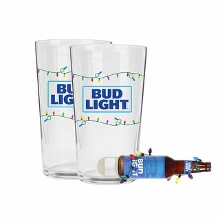 Bud Light Holiday Gifting 2 Pack Pint Glass with Bottle Opener - Blue ...