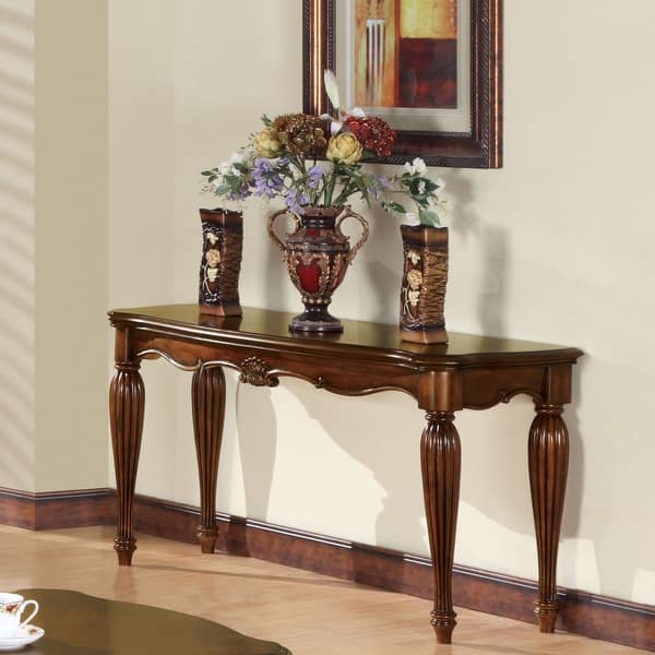 Destiny Cherry Sofa Table with Turned Fluted Legs - Bed Bath & Beyond ...