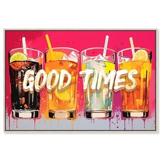 Good Times Drinks Retro Bar Cart Print Canvas Wall Art by Notoriart ...