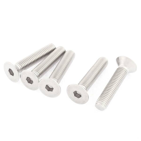 M8 Stainless Steel Hex Socket Countersunk Flat Head Screws Bolt 40mm Long 5pcs - Silver Tone ...