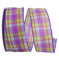 Bright Purple And Yellow Plaid Wired Ribbon - Bed Bath & Beyond - 36880188