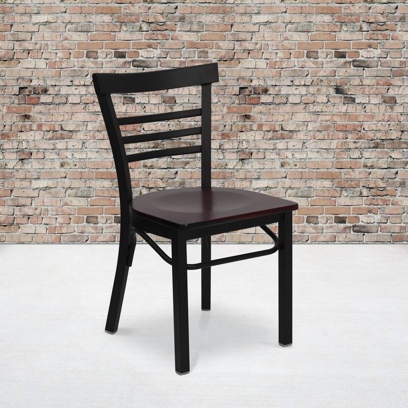 2 Pack Three-Slat Ladder Back Metal Restaurant Chair - Overstock - 26263164