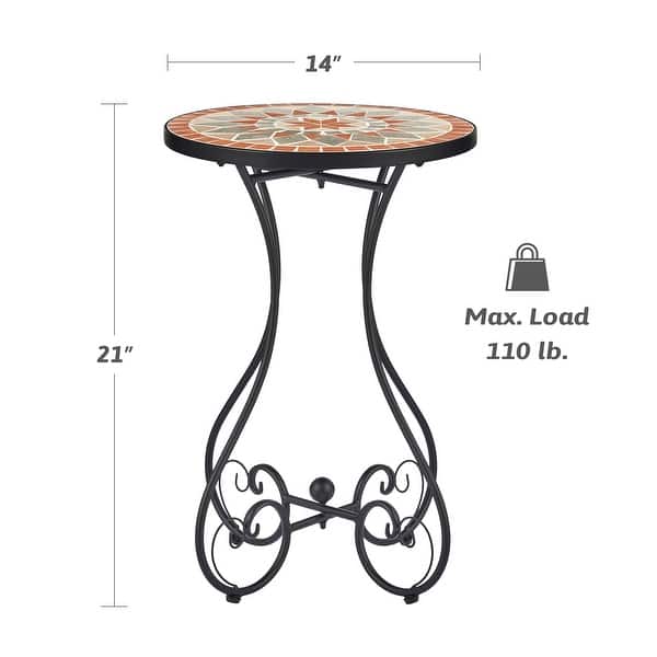 CO-Z Outdoor Patio Mosaic Ceramic Tile Side Table and Plant Stand - Bed ...