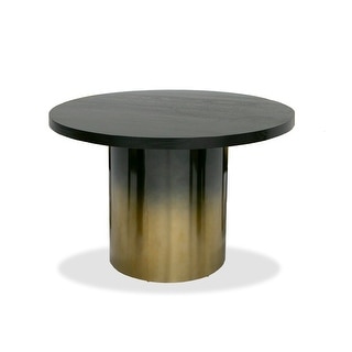 Cid Vito 47 Inch Dining Table, Round Top, Steel Pedestal Base, Black ...