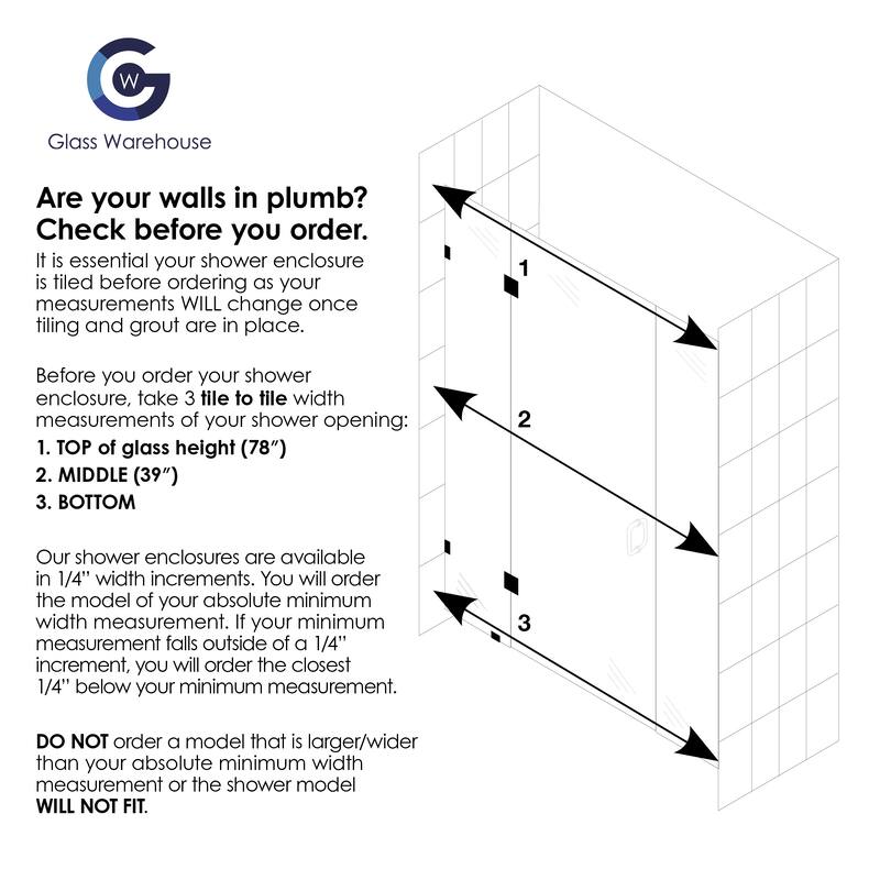 Glass Warehouse 45 75 In W X 78 In H Glass Hinged Pivot Frameless 3