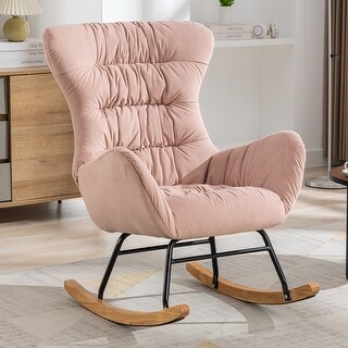 Velvet Fabric Rocking Chair,Accent Rocking Chair - Bed Bath & Beyond ...