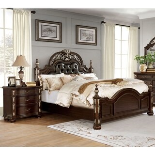 Urex Traditional Cherry Wood 2-Piece Poster Bedroom Set with USB Port ...