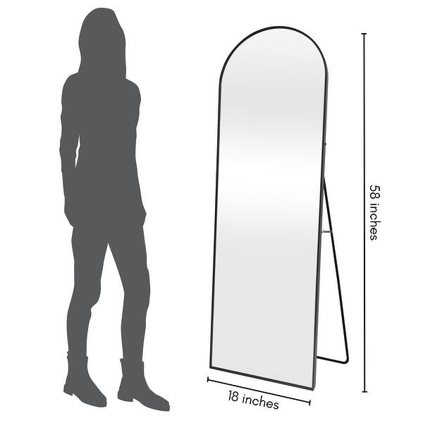 18x58 Black Arched Full Length Mirror With Stand - Full Body Mirror for ...
