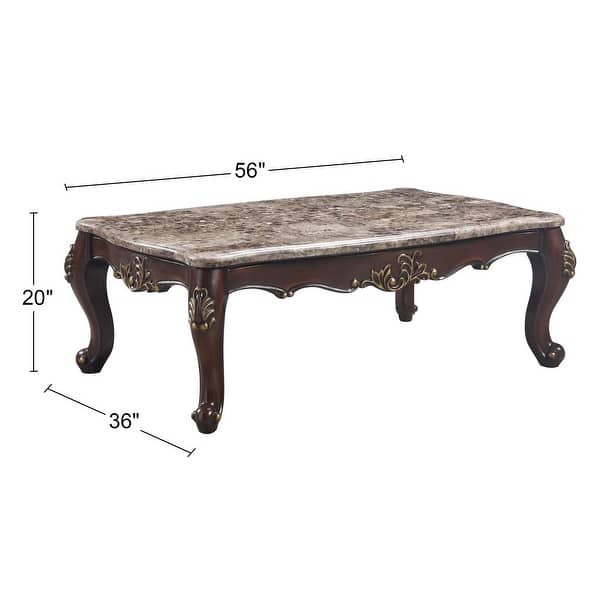 Rectangular Coffee Table with Marble Top Design in Cherry - Bed Bath ...