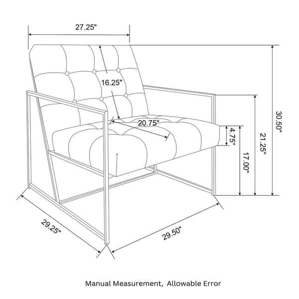 Glitzhome 29.50"W Mid-Century PU Leather Tufted Accent Chair - 29.5"W x ...