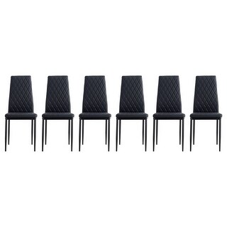 Dining Chairs Set of 6, Modern high Back Kitchen Side Chairs with PU ...