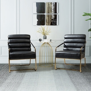 Angela Comfy Accent Armchair with Metal Base Set of 2 by HULALA HOME ...