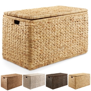 30in Storage Chest Trunk w Curved Lid Safety Hinge Water Hyacinth - Bed ...