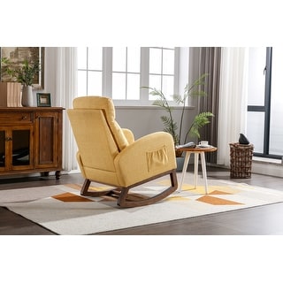 Linen Accent Side Chair Yellow Rocking Chair, Glider Recliner - Bed ...