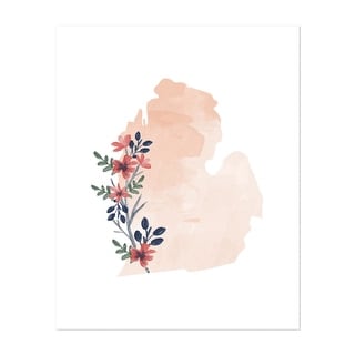 Michigan Michigan Floral Watercolor State Maps Art Print/Poster - Bed ...