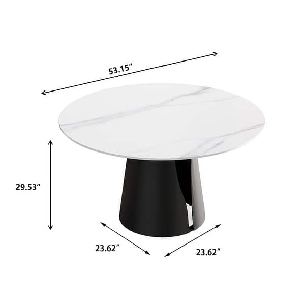 53" Dining Table Round Marble Kitchen Table, Sintered Stone Panel Table ...