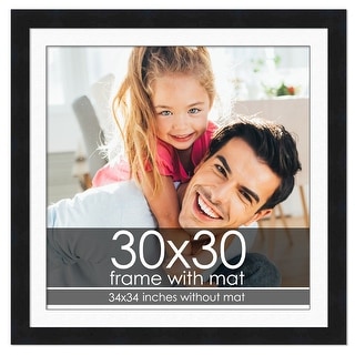 30x30 Frame with Mat - Black 34x34 Frame Wood Made to Display Print or ...