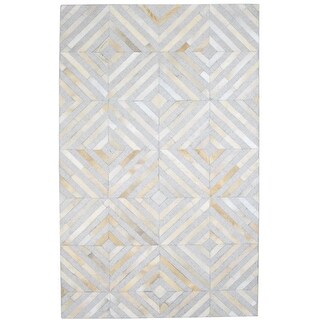 One of a Kind Hand-Woven Modern & Contemporary 5' x 8' Diamond Leather ...